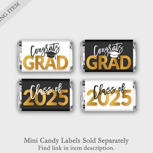 Class of 2025, Graduation Cupcake Toppers - Black-white & Gold - DIY ...