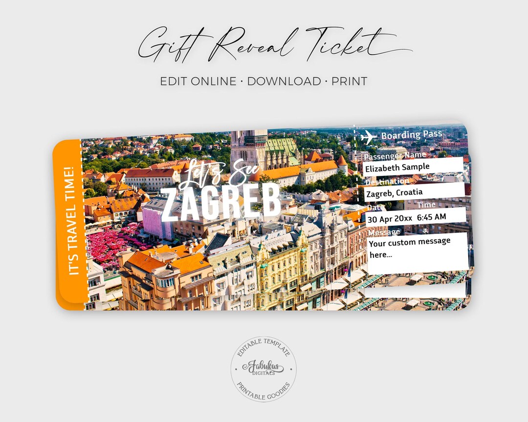 Zagreb Travel Ticket, Zagreb Gift Ticket, Zagreb Airplane Ticket ...
