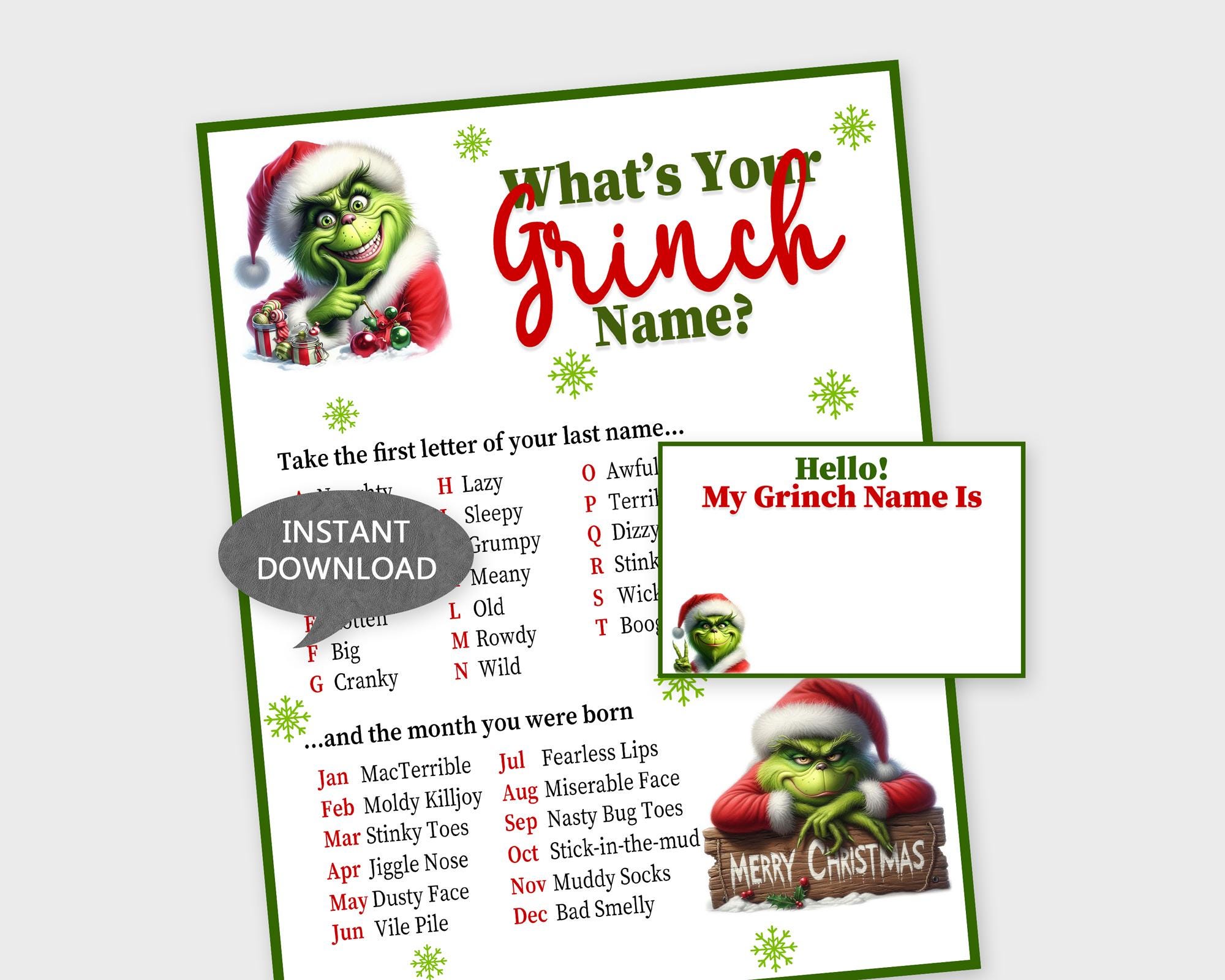 What's Your Grinch Name? Christmas Activity Party Name Generator ...