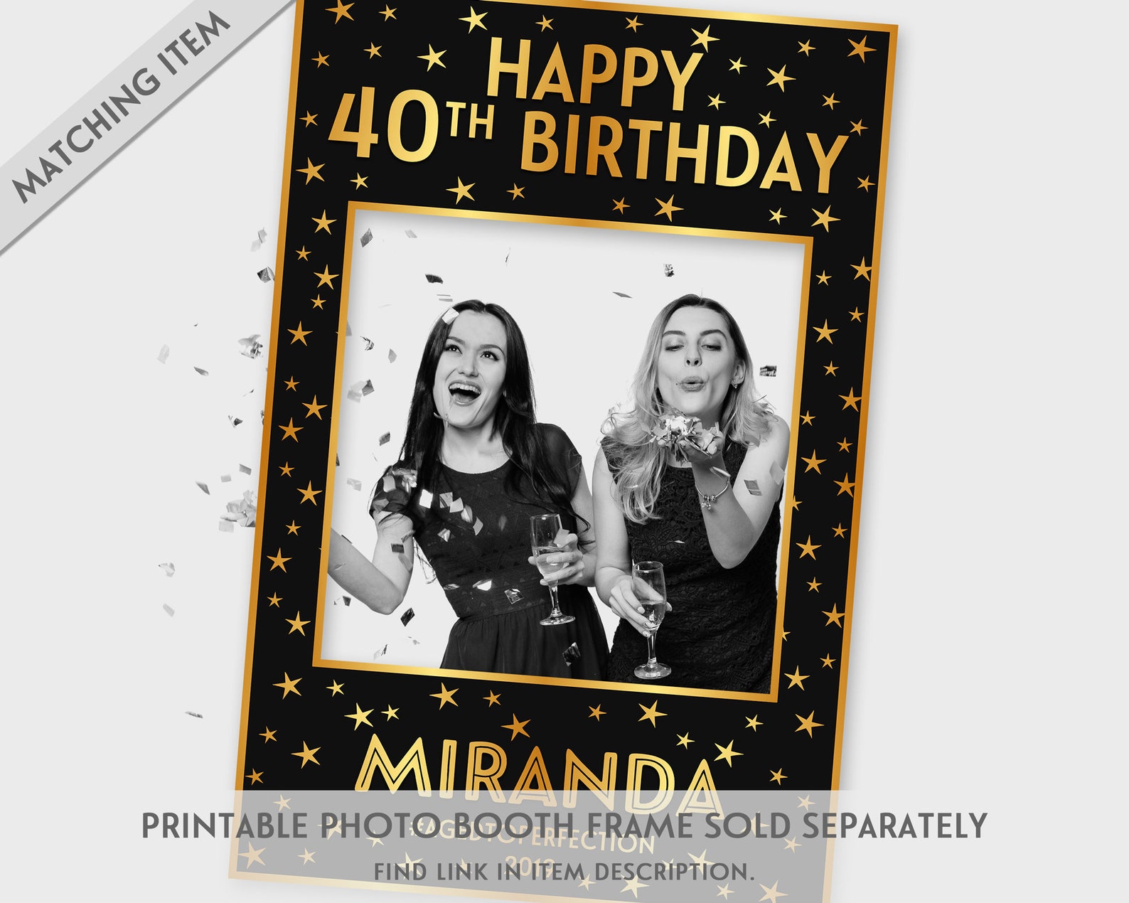 18th Birthday Photo Booth Props Black And Gold Printable Etsy