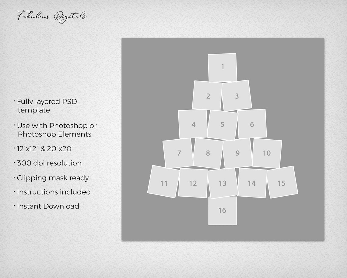 Christmas Tree Photo Collage Template Photo Storyboard | Etsy