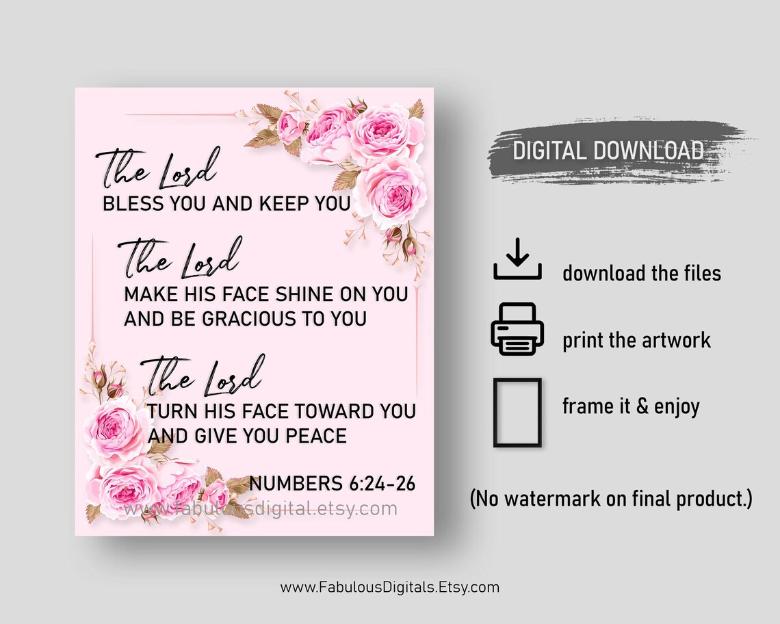 Numbers 6:24-26 Bible Verse - the Lord Bless You and Keep You ...