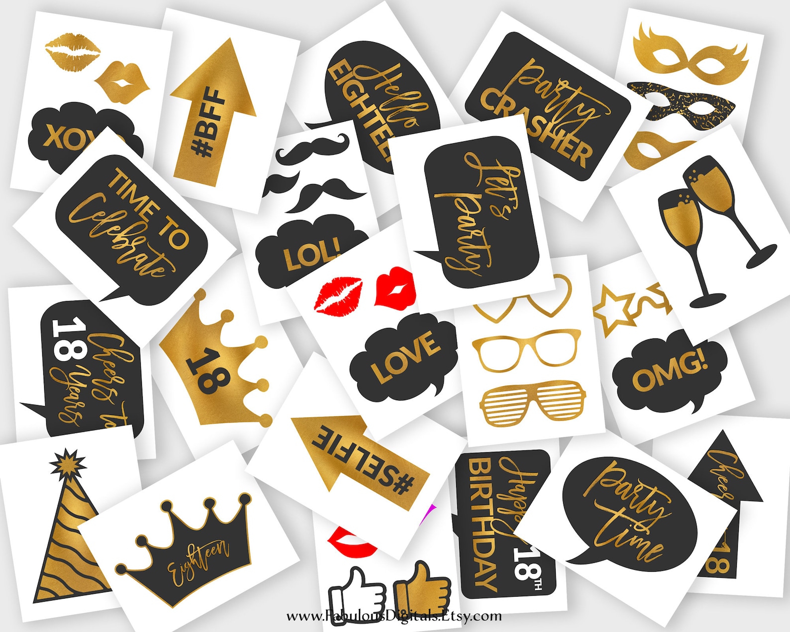 18th Birthday Photo Booth Props Eighteenth Party Props Etsy Finland