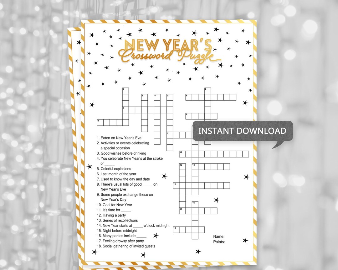 New Year's Crossword Puzzle Game, New Year's Words Games, Funny Family ...
