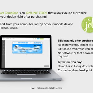 Editable Blue Airplane Ticket Template, Surprise Gift Ticket, Printable ...