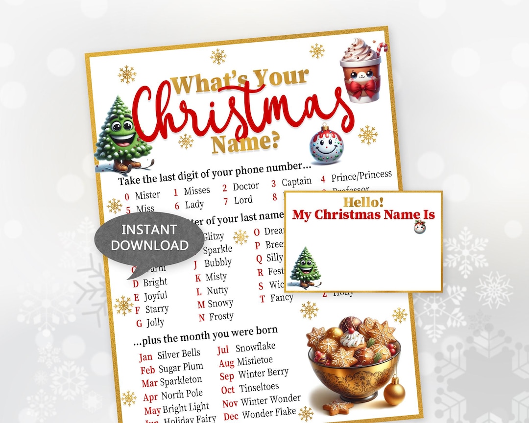 What's Your Christmas Name? Christmas Activity Party Name Generator ...