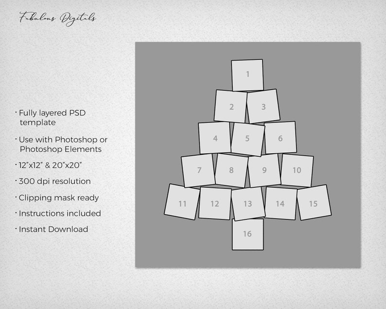 Christmas Tree Photo Collage Template Photo Storyboard | Etsy