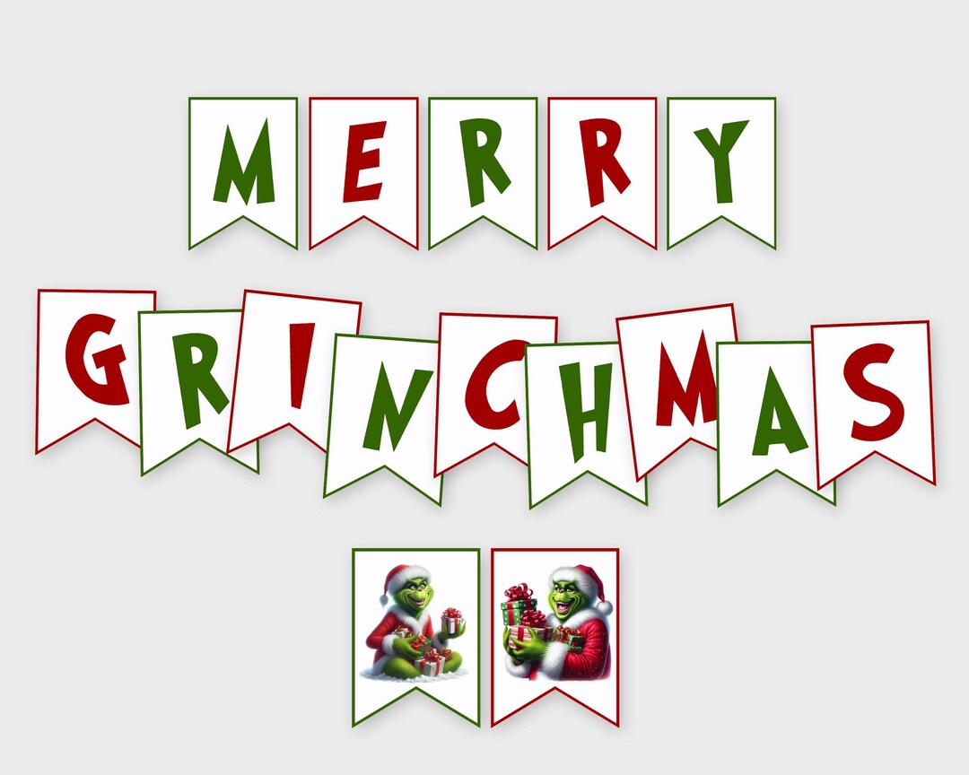 Printable Merry Grinchmas Banner, Christmas Party, Holiday Decoration ...