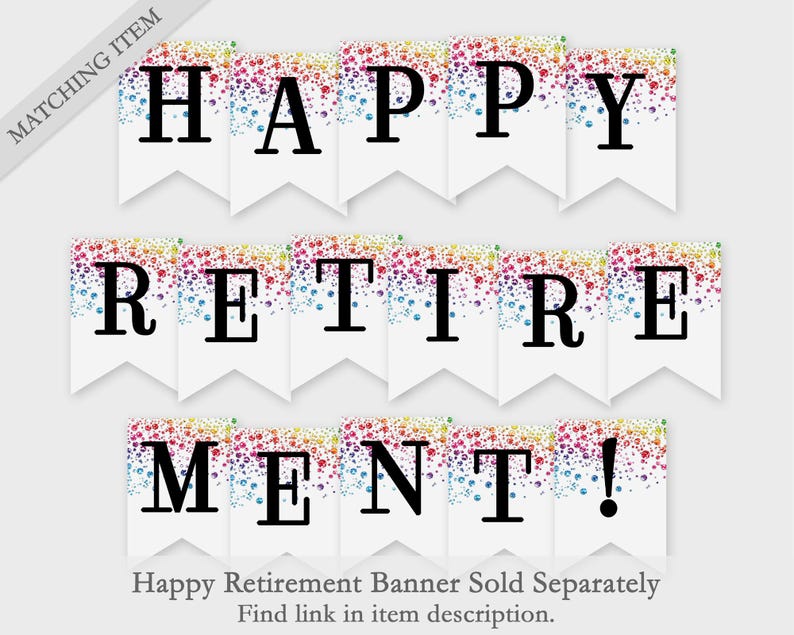 Happy Retirement Printable Banner - Orange Confetti Glitters ...