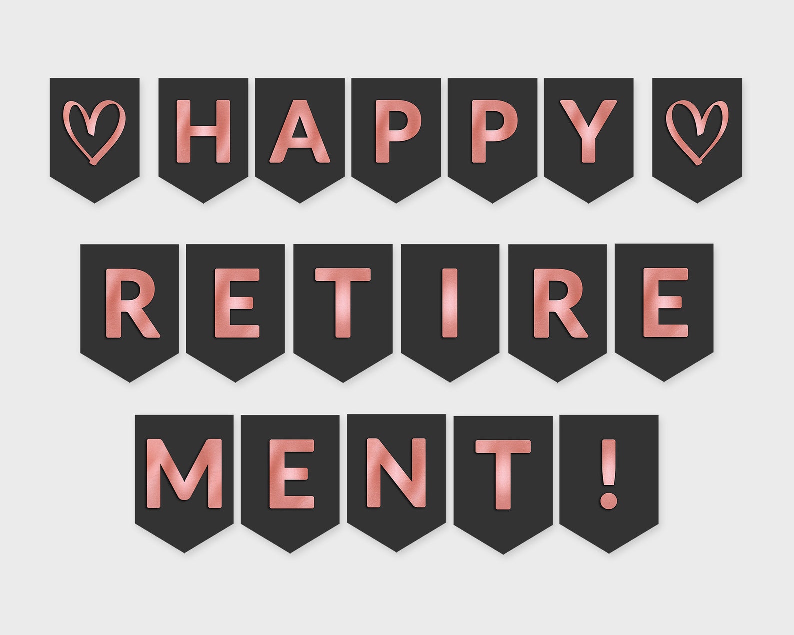 Happy Retirement Printable Banner / Black & Rose Foil Flags / - Etsy