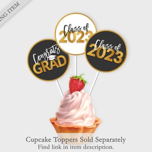 Graduation Cards and Gifts Sign, Black & Gold Foil Printable Party ...