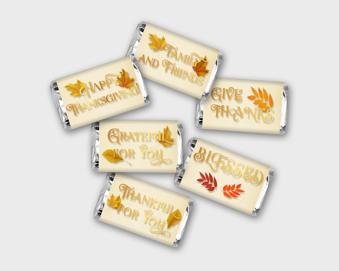 Happy Thanksgiving Mini Candy Wrapper, Gold Thanksgiving Mini Chocolate ...