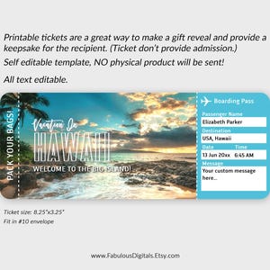 Hawaii Vacation Ticket, Custom Airplane Ticket, Hawaii Boarding Pass ...