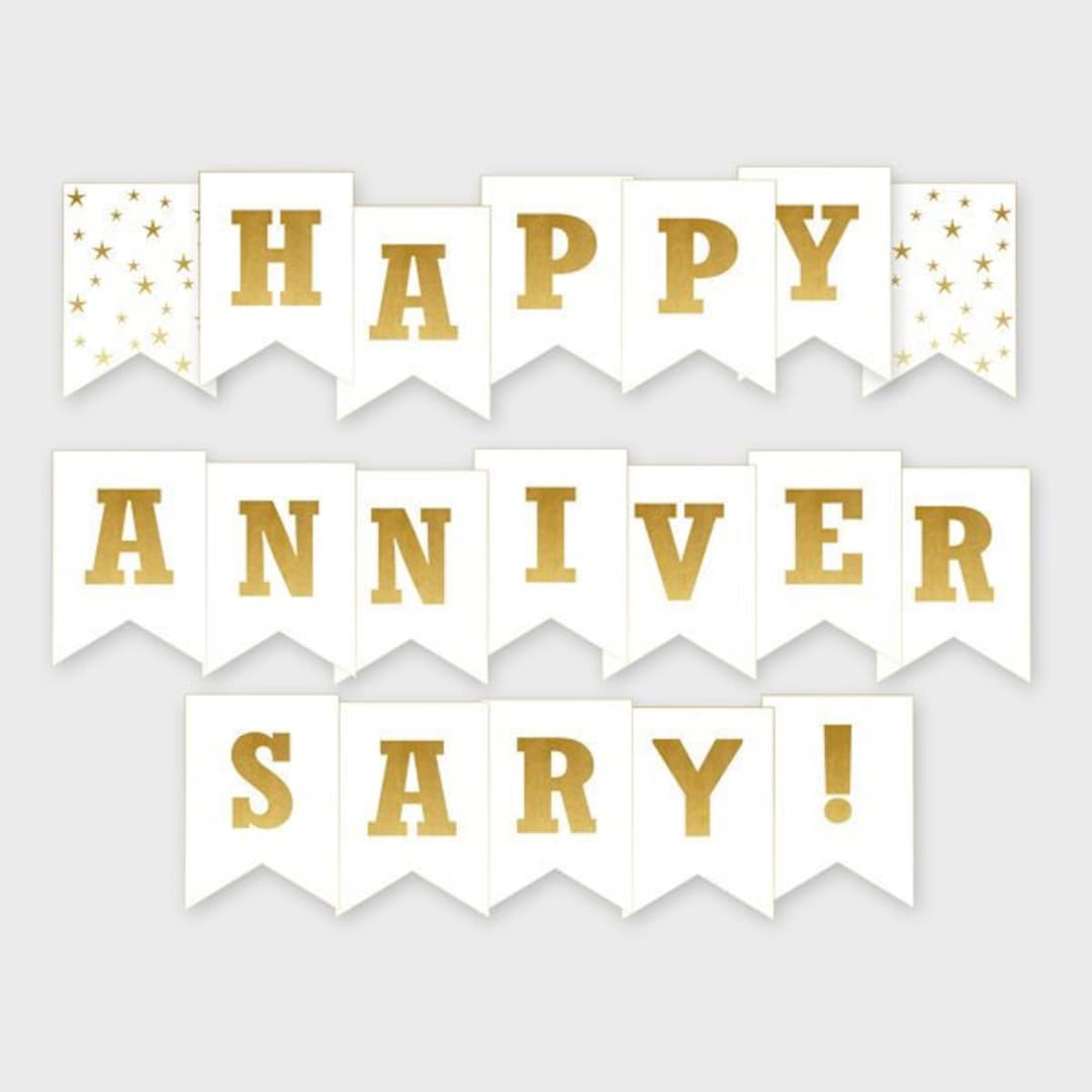 Happy Anniversary Printable Banner Gold Party Banner - Etsy