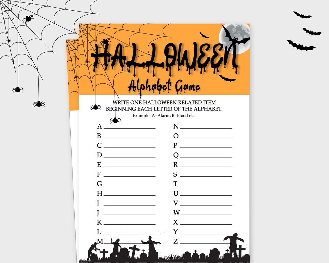 Halloween Alphabet Game, Halloween A-Z Printable Game, Fun Halloween ...