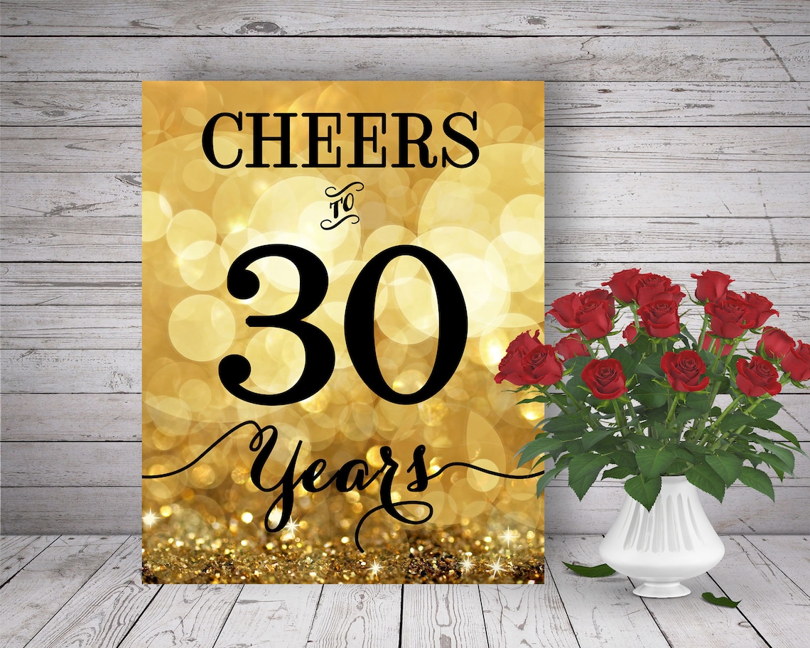 Cheers to 30 Years Party Sign Sparkle Gold Bokeh Glitter - Etsy