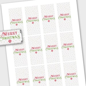 Merry Christmas Candy Bar Wrapper, Mini Chocolate Label, Red & Green ...