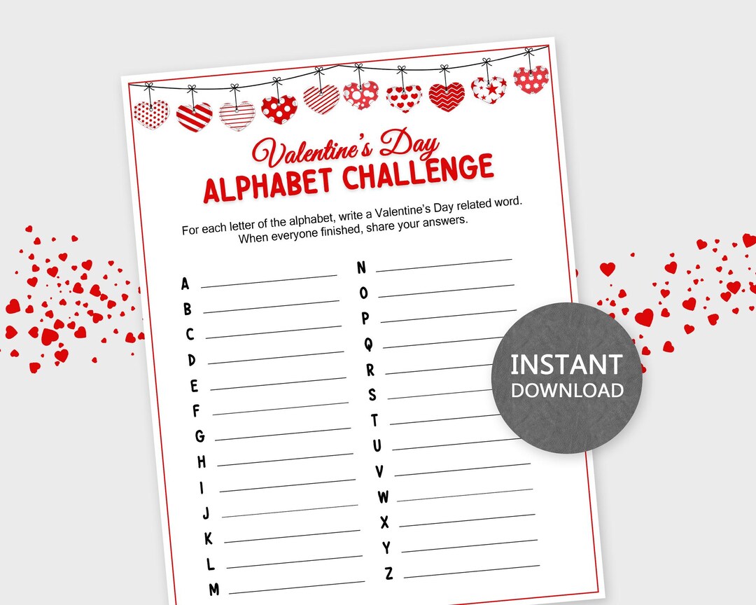 Valentine's Day Alphabet Challenge, Alphabet A-Z Game - Printable ...