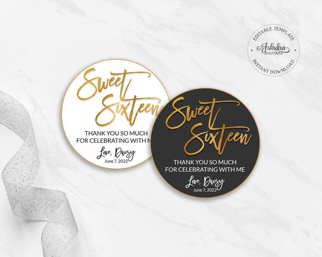 Sweet Sixteen Stickers Sweet 16 Circle Favor Labels - Etsy