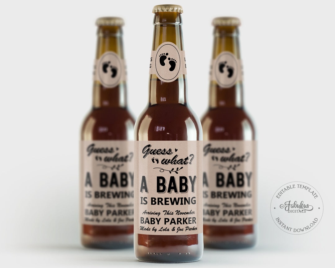 A Baby is Brewing, Pregnancy Announcement, Custom Beer Label Kraft ...