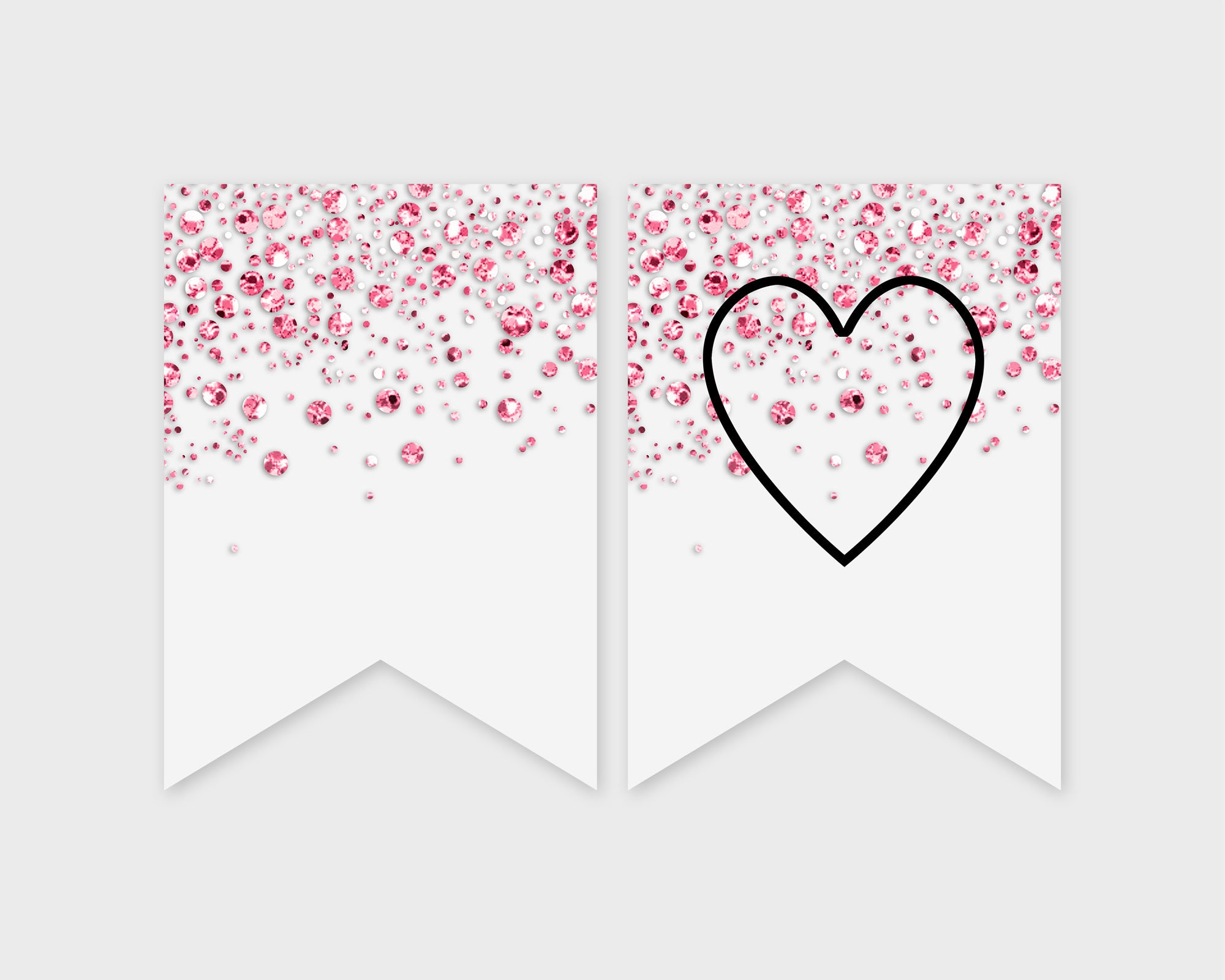 Happy Birthday Printable Banner - Pink Confetti Glitters - Printable ...
