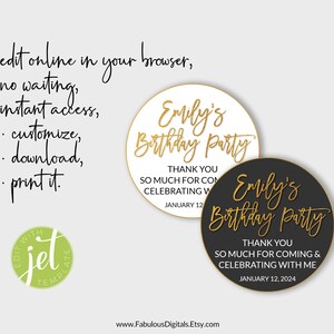 Birthday Stickers, Birthday Labels, Birthday Party Favors, Black-white ...