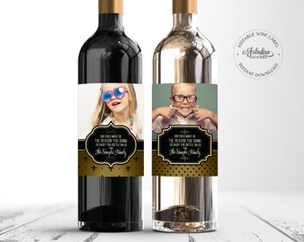 Teacher Appreciation Gift, Chalkboard Custom Photo Wine Bottle Label ...