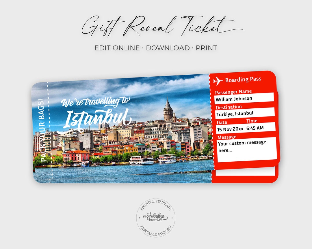 Istanbul Travel Ticket, Istanbul Boarding Pass, Surprise Gift, Turkey ...