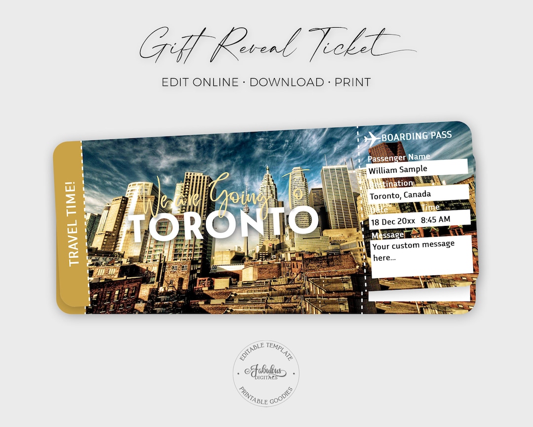 Toronto Travel Ticket, Toronto Gift Ticket, Toronto Cityscape, Canada ...