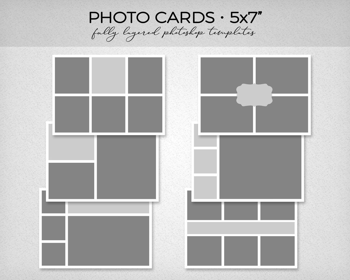 6 Photo Card Templates 5x7 Scrapbook Template Blog | Etsy