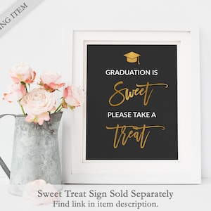 Graduation Foods Sign, Black & Gold Foil - Printable Party Decoration ...