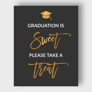 Graduation Sweet Treat Sign, Black & Gold Foil - Printable Party ...