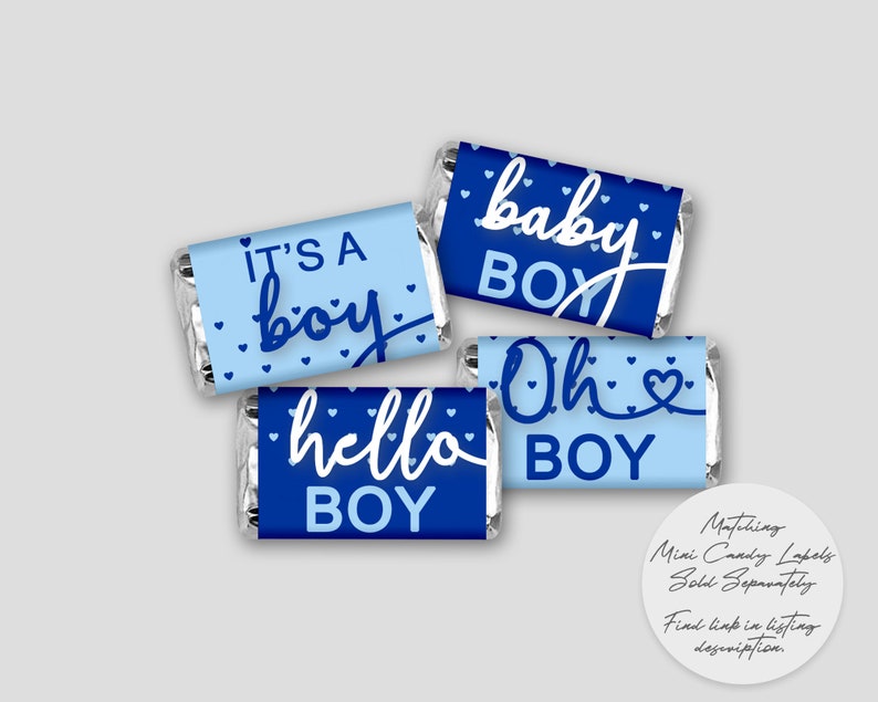 Baby Shower Hershey Kisses Labels - Blue Hearts Baby Boy Kisses ...