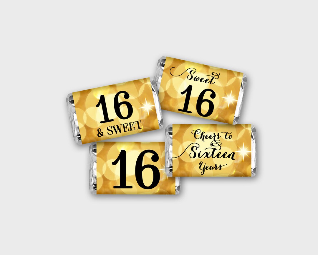 Sweet Sixteen Gold Bokeh Mini Candy Bar Wrapper 16th - Etsy