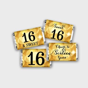 Sweet Sixteen Gold Bokeh Mini Candy Bar Wrapper 16th - Etsy