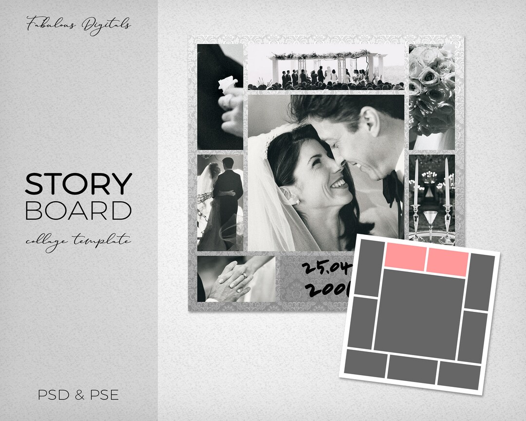 Photo Storyboard, Photo Collage Template, Photoshop Template 12x12 Nr.7 ...