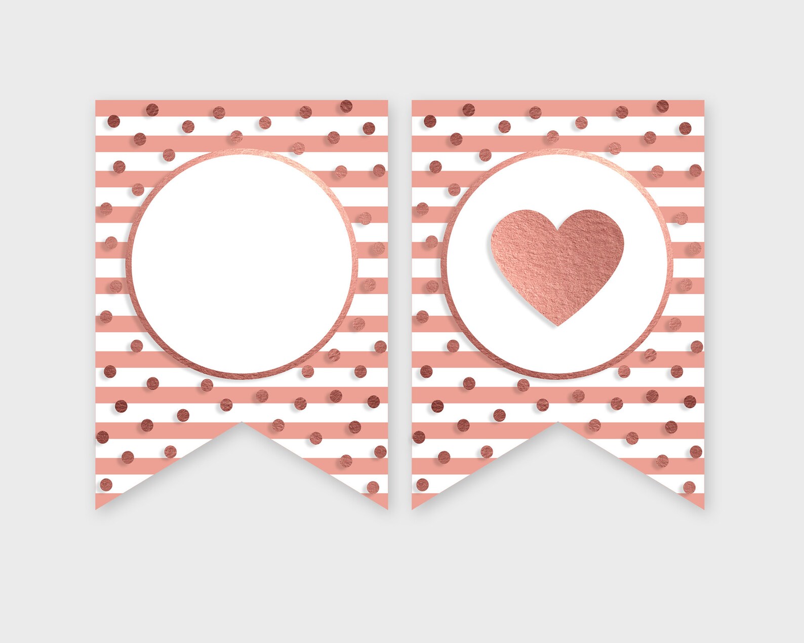 Happy Birthday Printable Banner Rose & Rose Gold Stripes and - Etsy