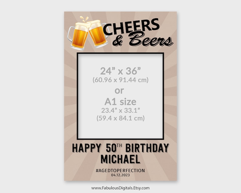 Cheers & Beers Birthday Photo Booth Frame / Printable Birthday - Etsy