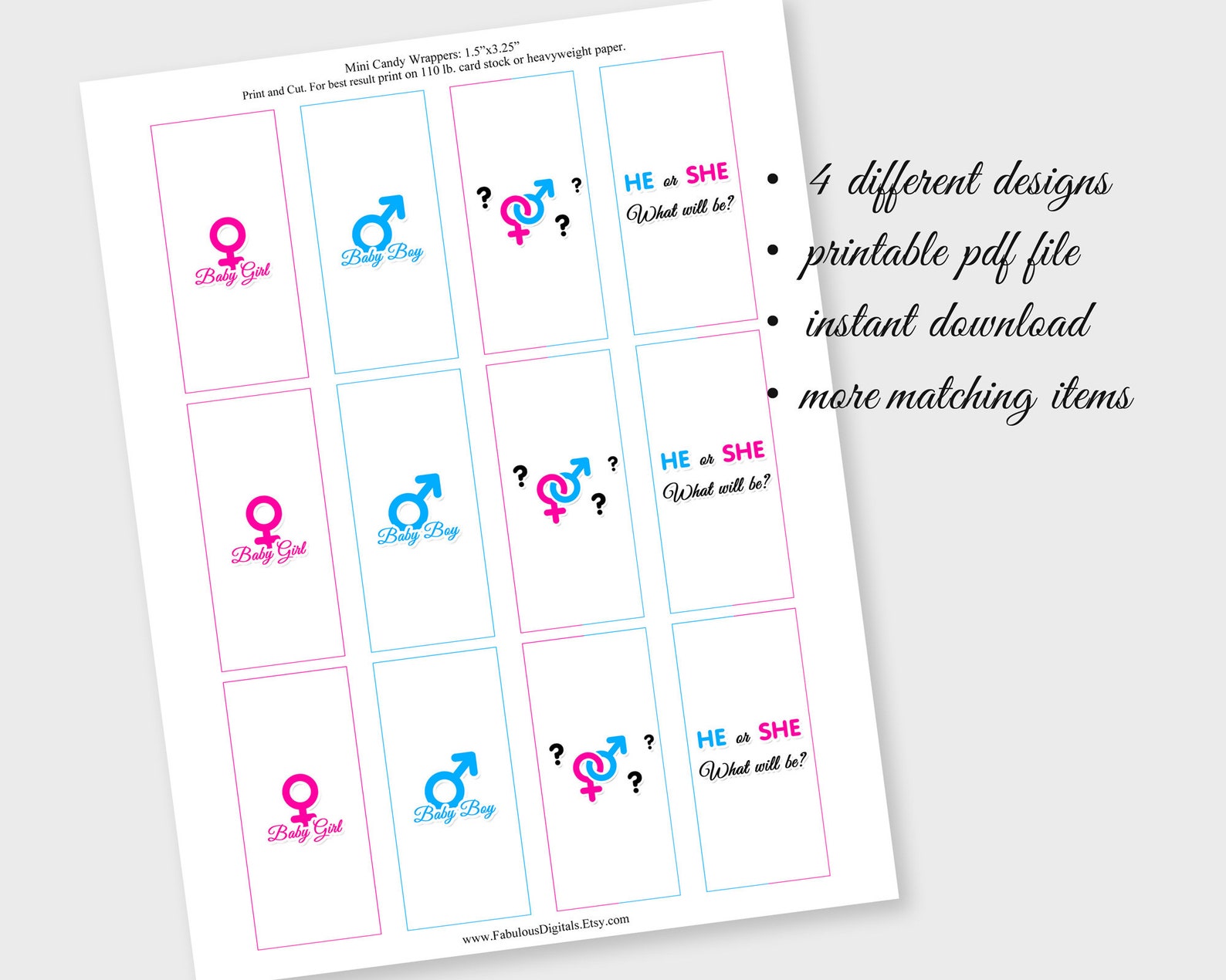 Gender Reveal Mini Candy Labels Baby Boy or Baby Girl Male & - Etsy