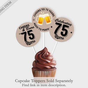 Cheers & Beers to 75 Years Party Sign, 75th Milestone Birthday Party ...