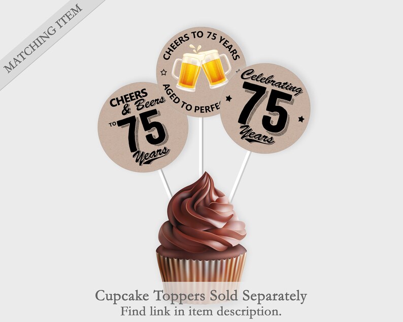 Cheers & Beers to 75 Years Party Sign 75th Milestone Birthday | Etsy