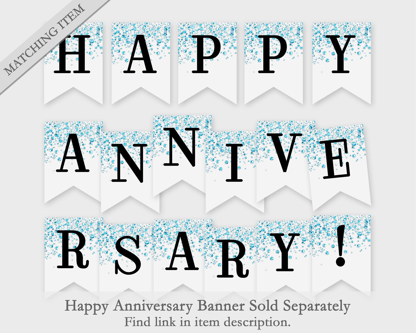 Happy Anniversary Printable Banner Gold Confetti Glitters | Etsy