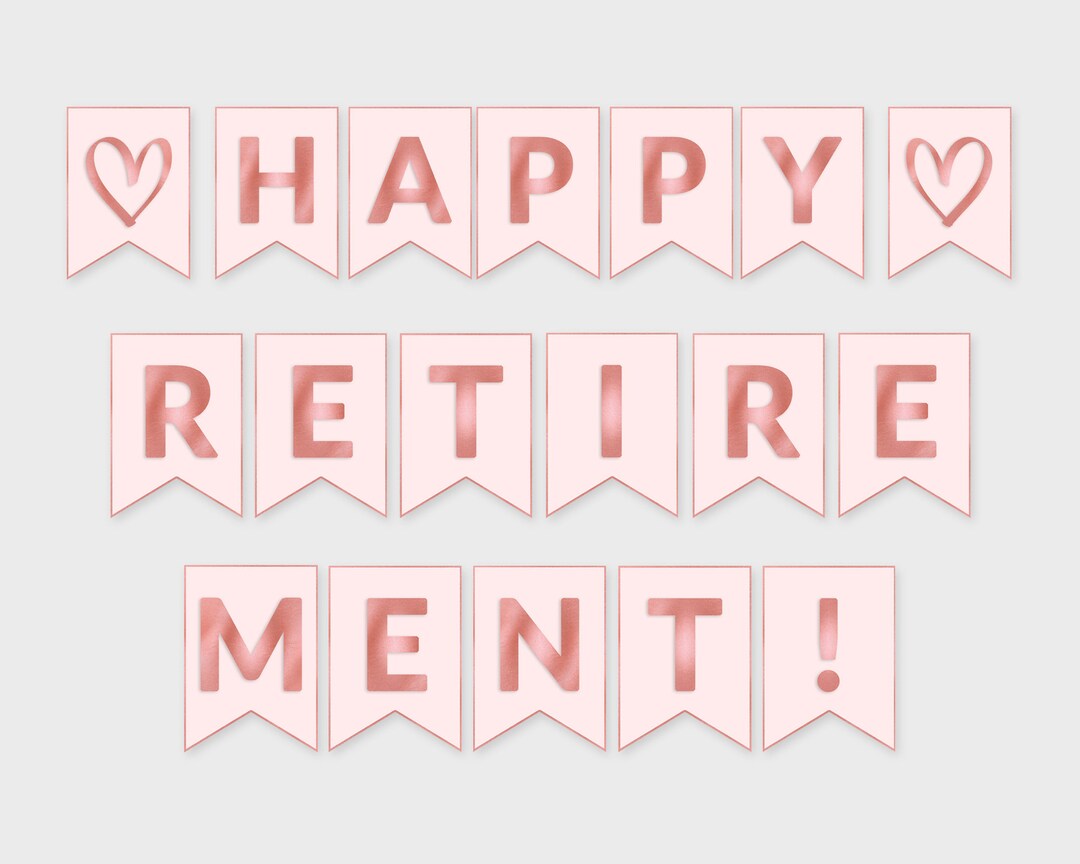 Happy Retirement Printable Banner / Pink & Rose Foil Flags / Printable ...