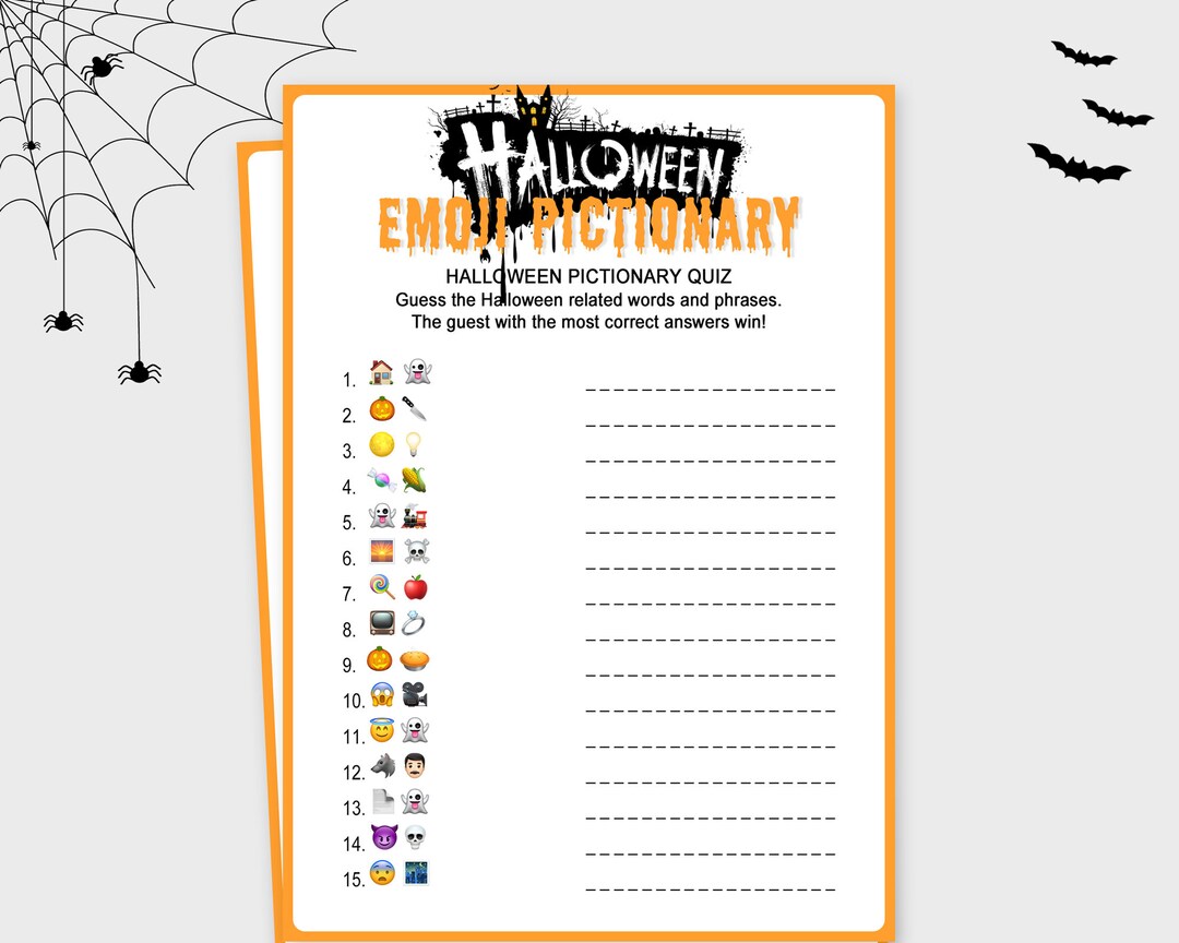 Halloween Emoji Pictionary Games, Halloween Printable Emoticon Games ...