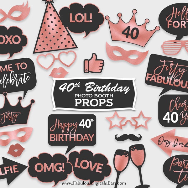 Printable 40th Birthday Photo Props - Etsy