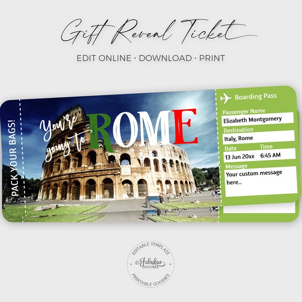 Rome Editable Ticket - Etsy
