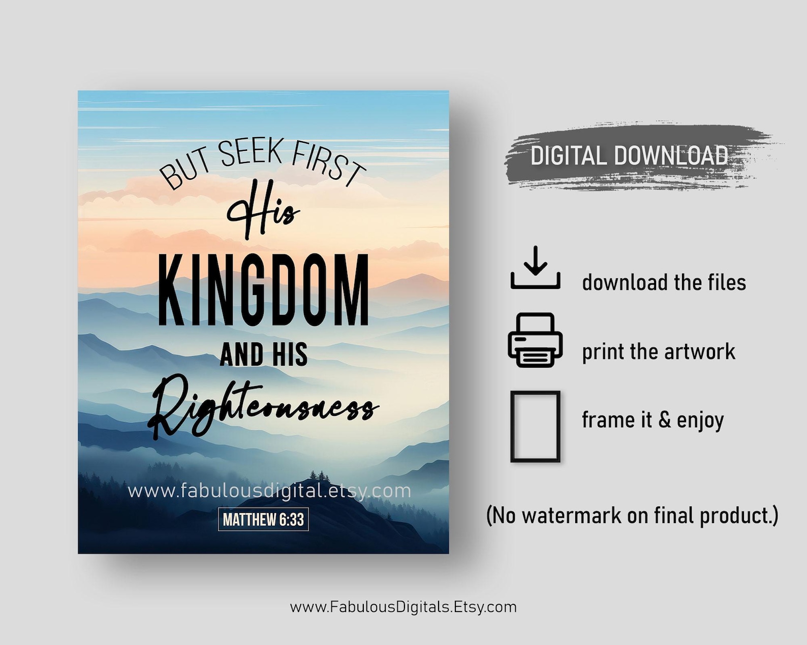 Matthew 6:33 Bible Verse - but Seek First His Kingdom, Religious Wall ...