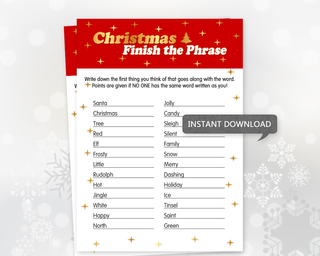 Christmas Finish the Phrase Game, Words Games, Funny Family Games ...