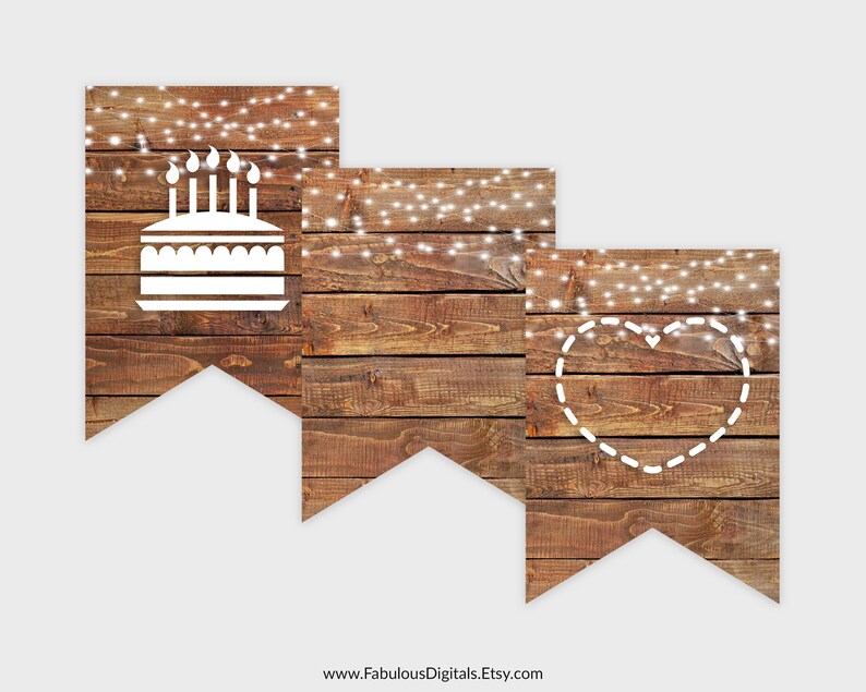 Happy Birthday Printable Banner, Rustic Wooden Bunting Flag - Printable ...