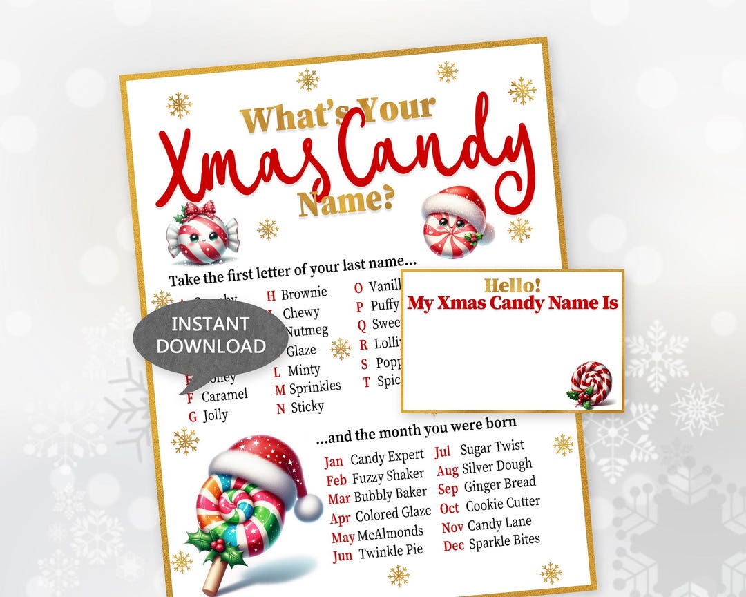 What's Your Xmas Candy Name? Christmas Activity Party Name Generator ...